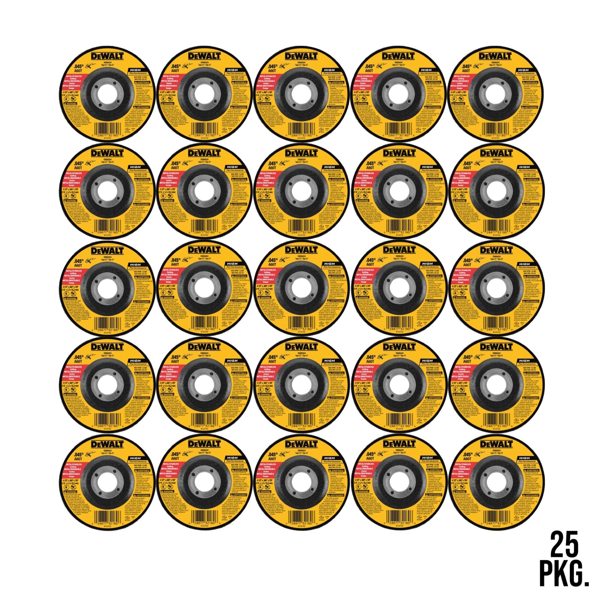 Metal/Stainless Steel Cutting Disc. 4-1/2" X .45" X 7/8" (BOX) Dewalt ...